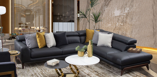 Sala Modular Derecha Twin Negro Piel (Boal)