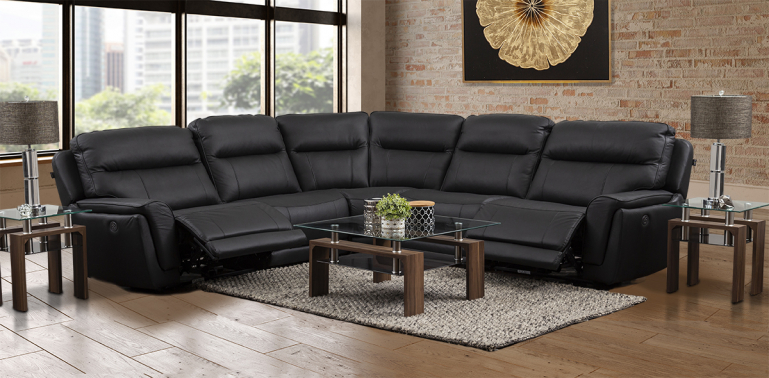 Sala Modular Darno Boal Curvo Negro Piel